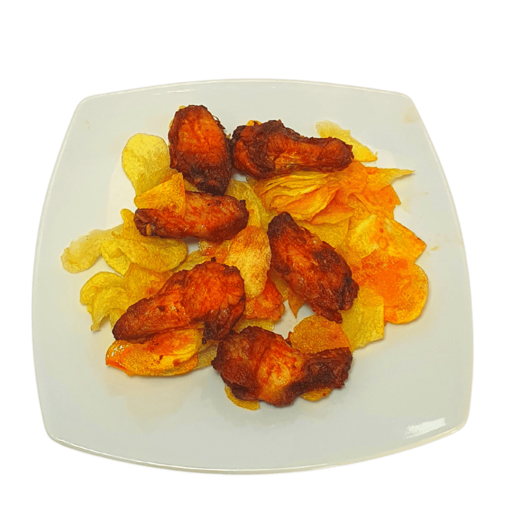 ALITAS DE POLLO ADOBADAS Y PATATAS CHIPS - ASADERO RONDA SUR